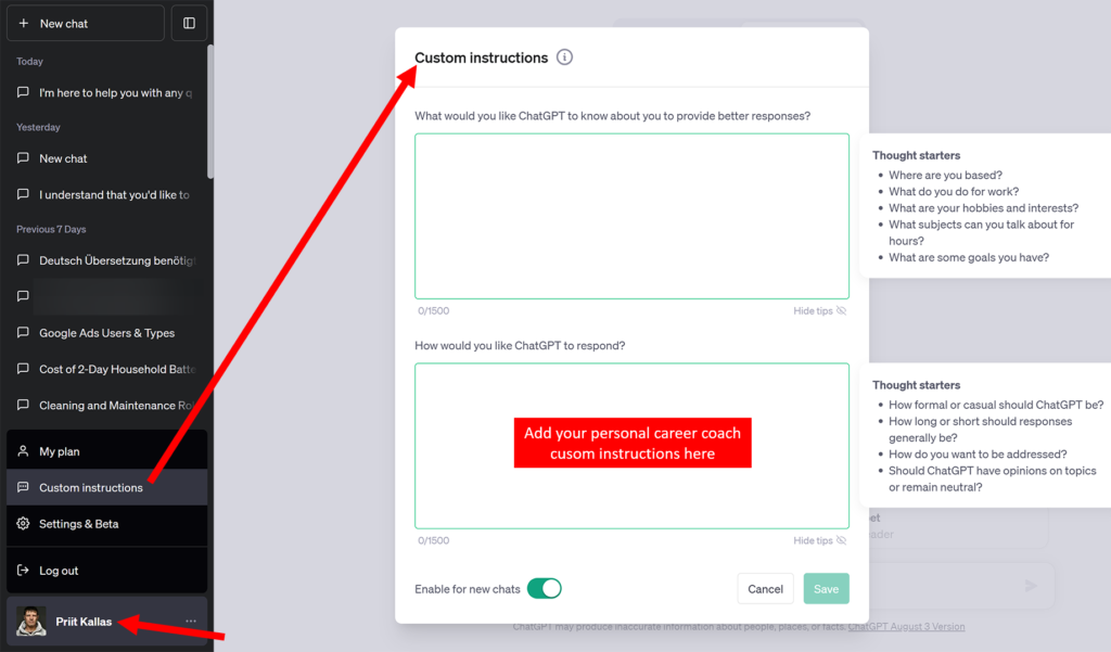 ChatGPT personal career coach [custom instructions] - Amperly